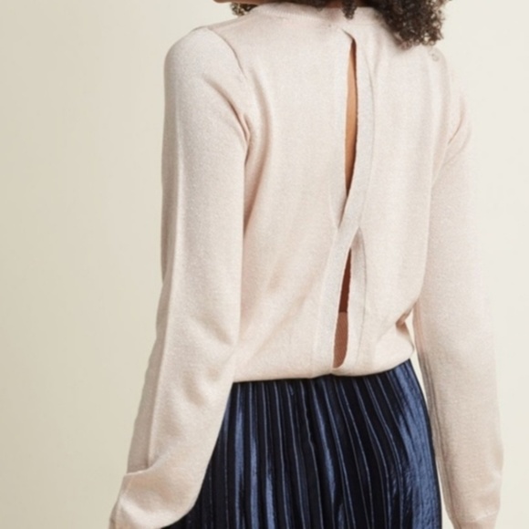 Modcloth | Sweaters | Modcloth Cutout Back Rose Gold Metallic Sweater ...